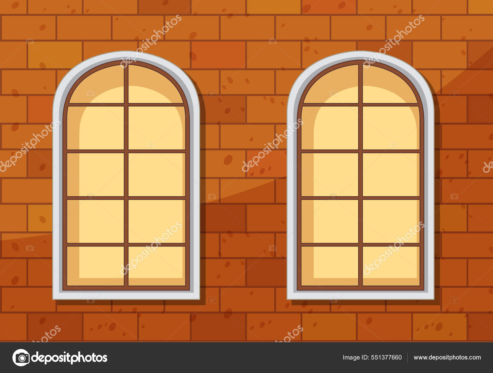 Jendela Dinding Bata Dalam Ilustrasi Gaya Kartun Vektor Stok oleh ...