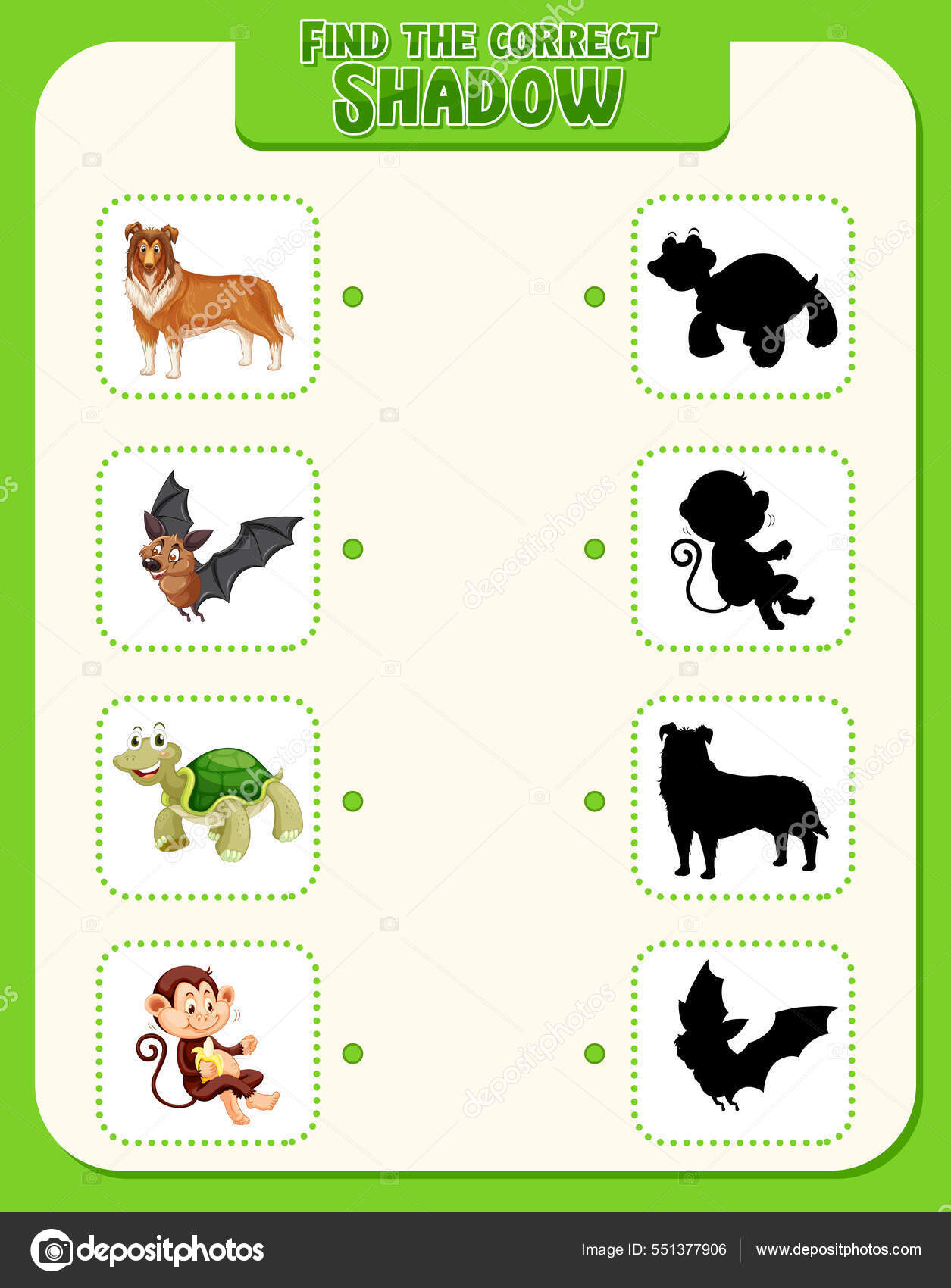Matching Farm Animal Shadow Worksheet Illustration Stock Vector Image ...