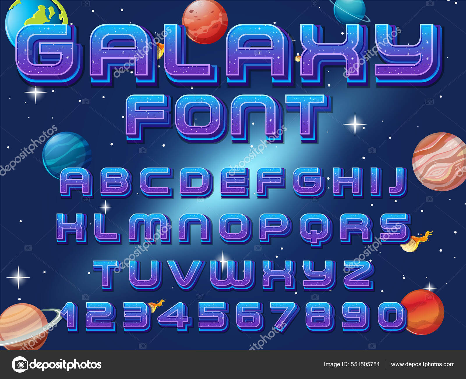 Set English Alphabet Space Font Space Background Illustration Stock ...