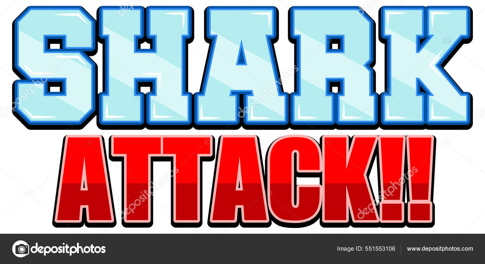 Shark Attack Text Design White Background Illustration Stock Vector by ...