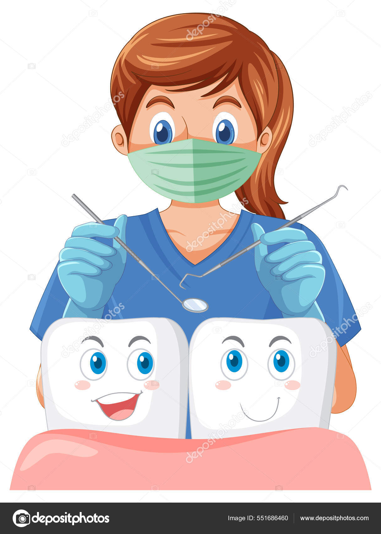 Dentist Holding Instruments Examining Teeth White Background ...