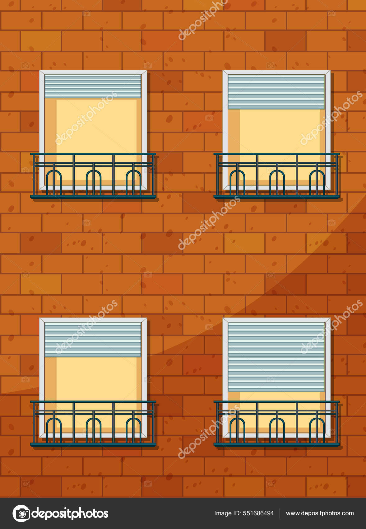 Edificio Apartamentos Con Ventanas Ilustración Vector de stock #551686494 de ©interactimages