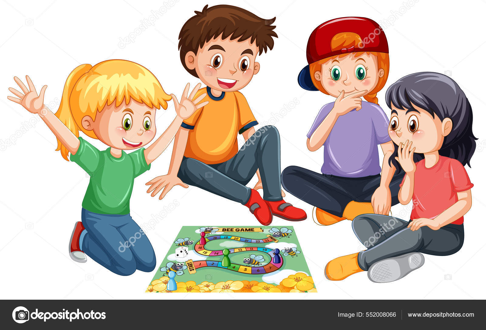 Ett Barn Spelar Brädspel Vit Bakgrund Illustration — stockvektor av ...