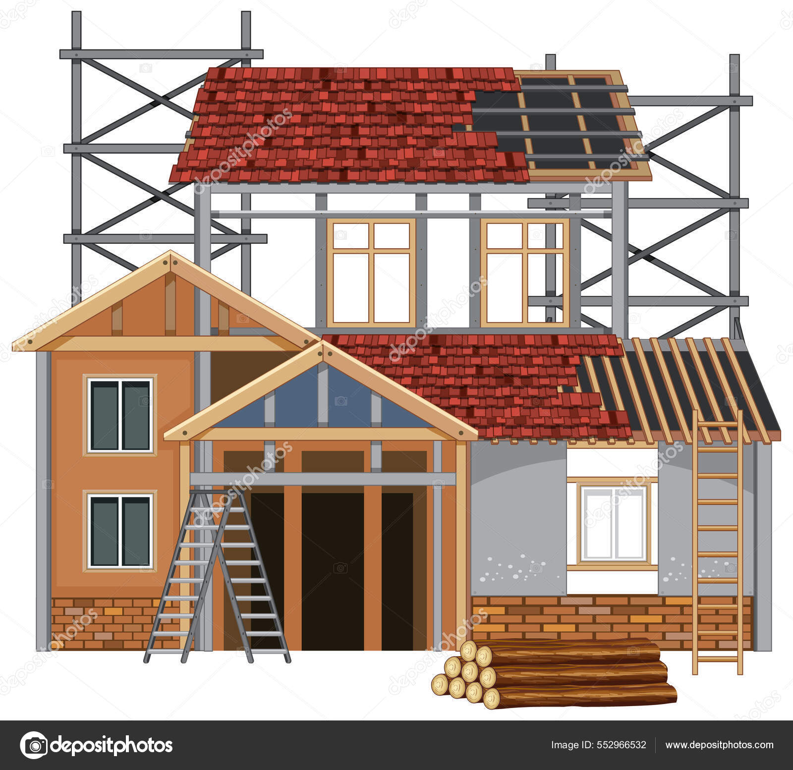House Construction Site Concept Illustration Stock Vector Image by ...