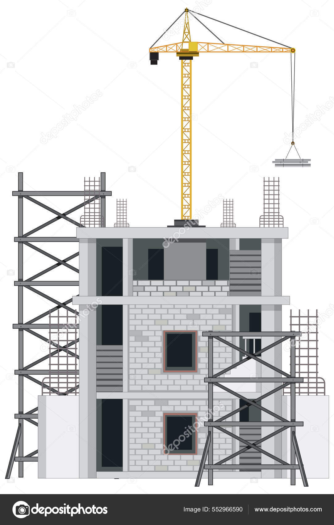 Building Construction Site White Background Illustration Stock Vector ...