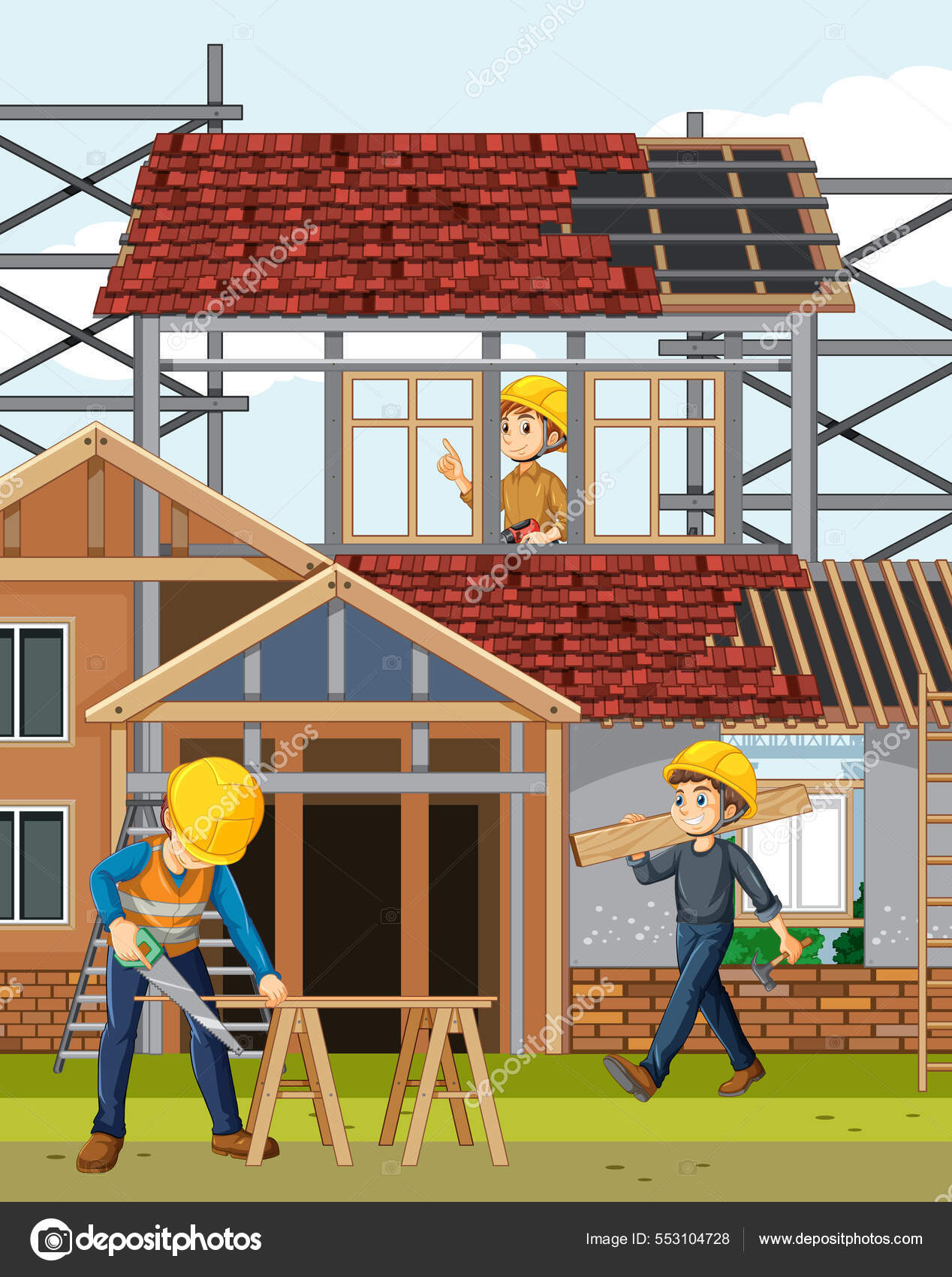 House Under Construction Cartoon