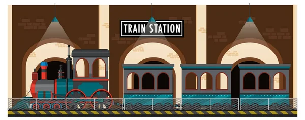 Train Station Scene Steam Locomotive Illustration Stock Vector by ...
