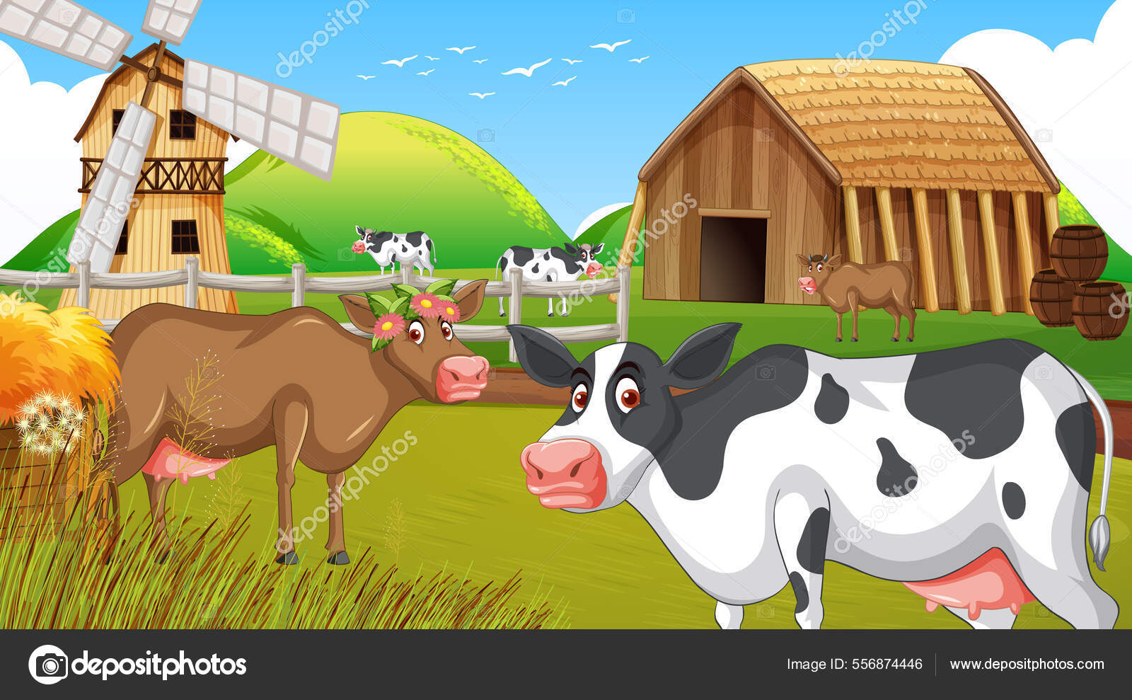 Cartoon Barnyard Scene