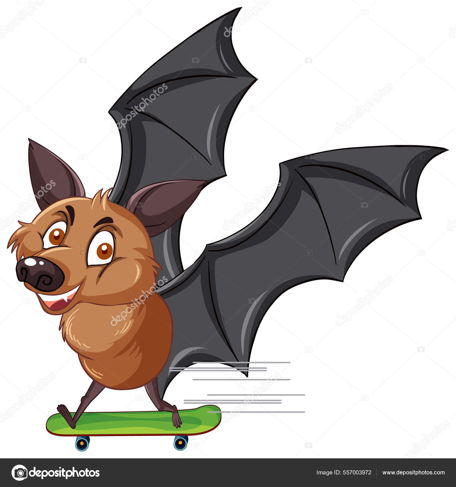Cartoon Bat Skateboard White Background Illustration Stock Vector by ...