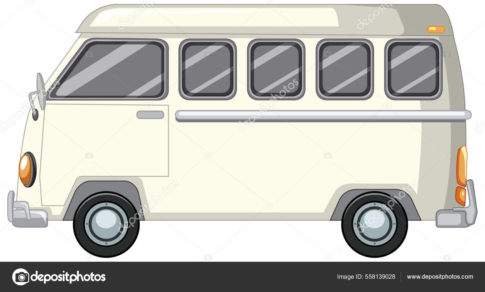 Lindo Minivan Dibujos Animados Sobre Fondo Blanco Ilustración Vector de ...