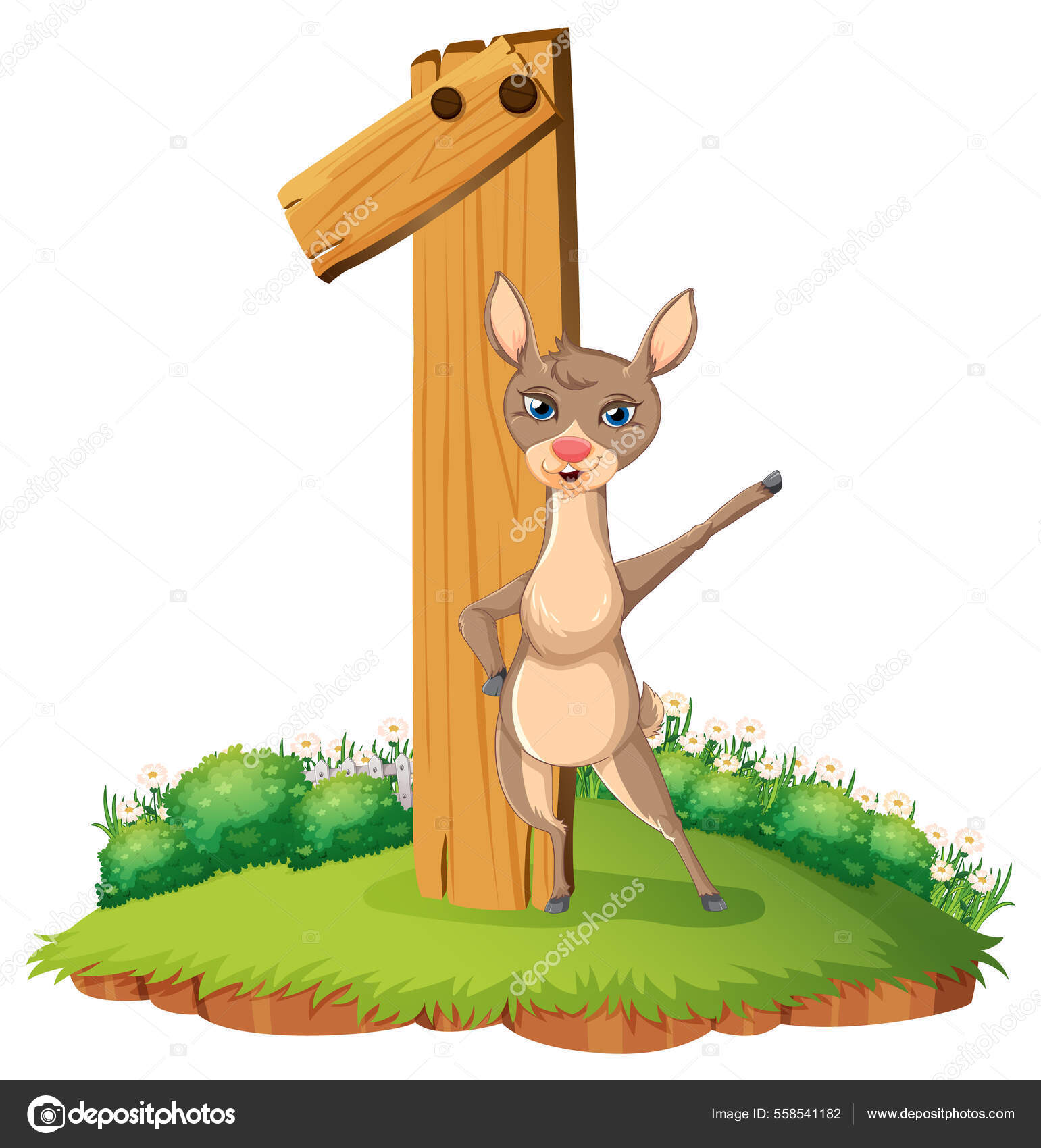One Deers Attached Number One Illustration Stock Vector Image by ...