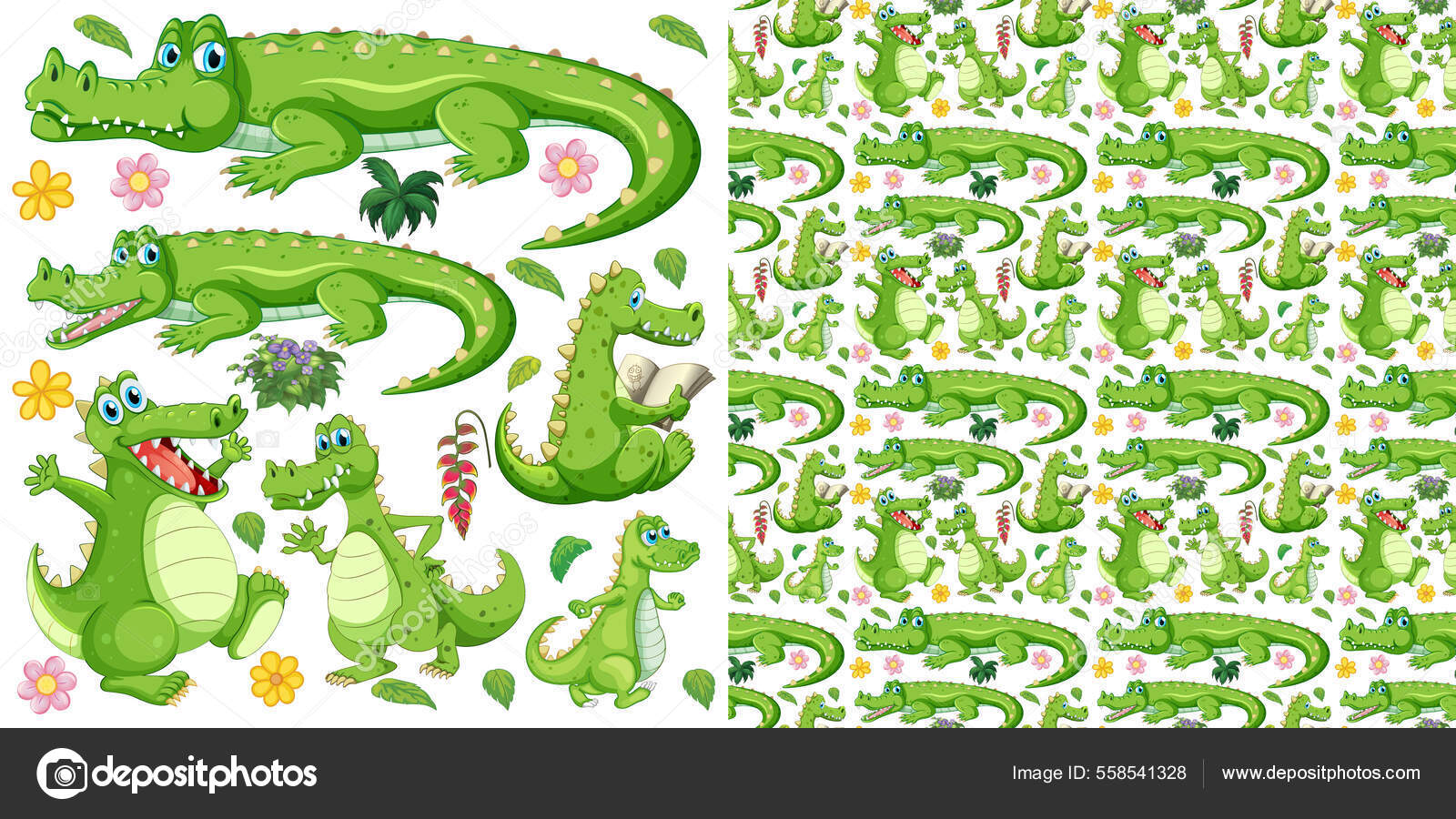 Cute Animals Cartoon Seamless Background Illustration Stock Vector by ...
