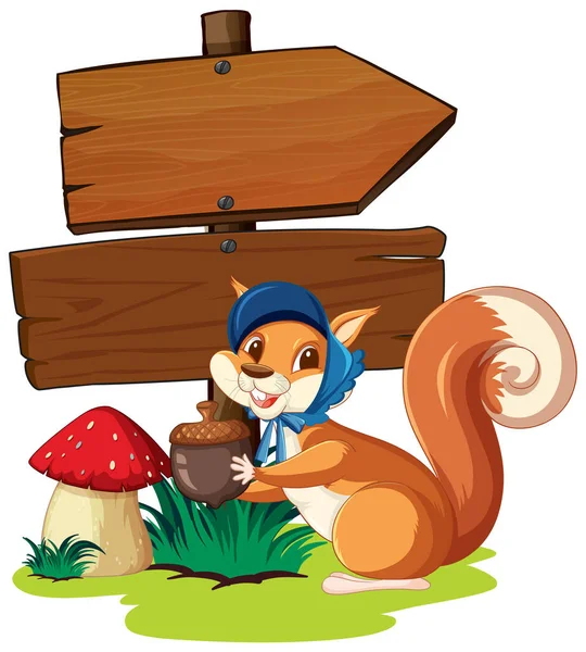 Cute Squirrel Standing Wooden Log Illustration Stock Vector by ...