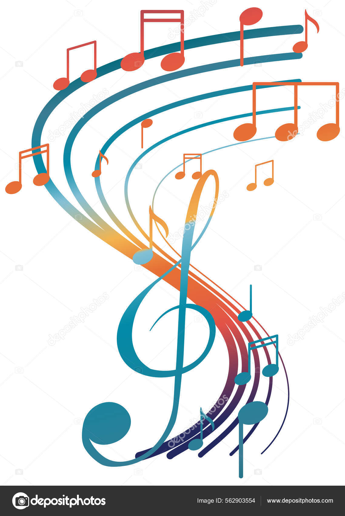 Notas Música Arco Iris Colorido Sobre Fondo Blanco Ilustración Vector ...