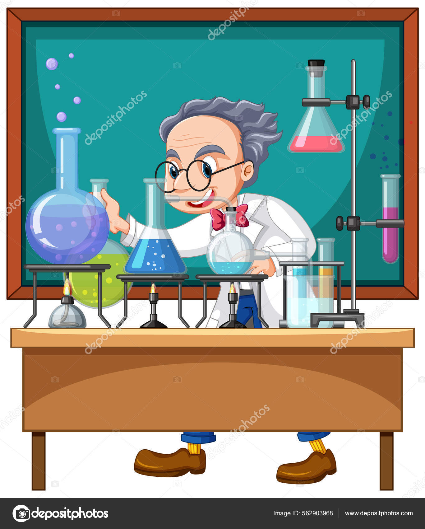 Escena Aula Con Científico Haciendo Ilustración Experimentos Vector de ...