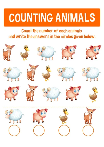 Counting Number Template Animal Illustration Stock Vector by ...