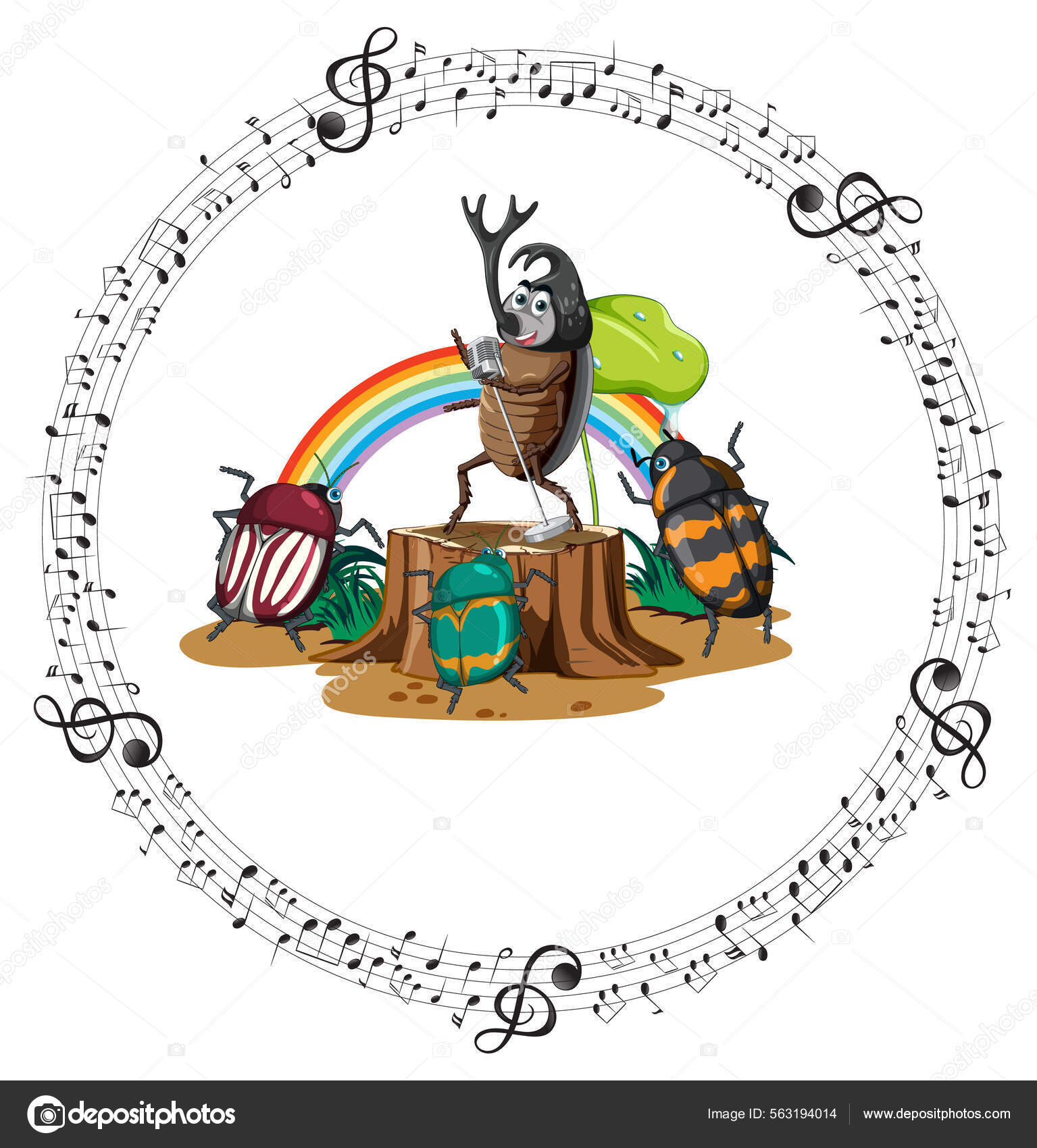 Cartoon Beetle Music Band Illustration Stock Illustration by ...