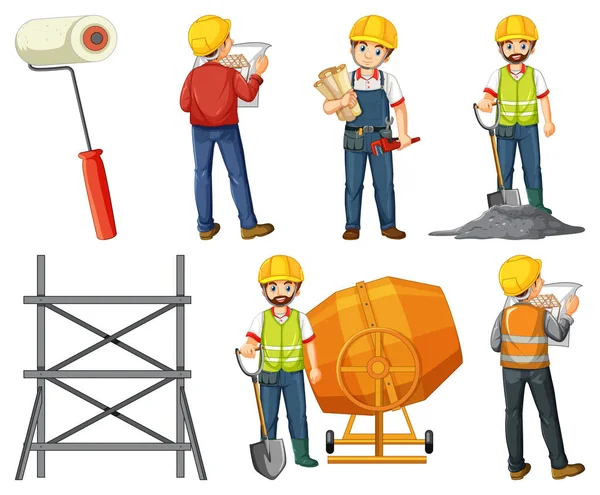 Construction Worker Set People Tools Illustration Stock Vector by ...