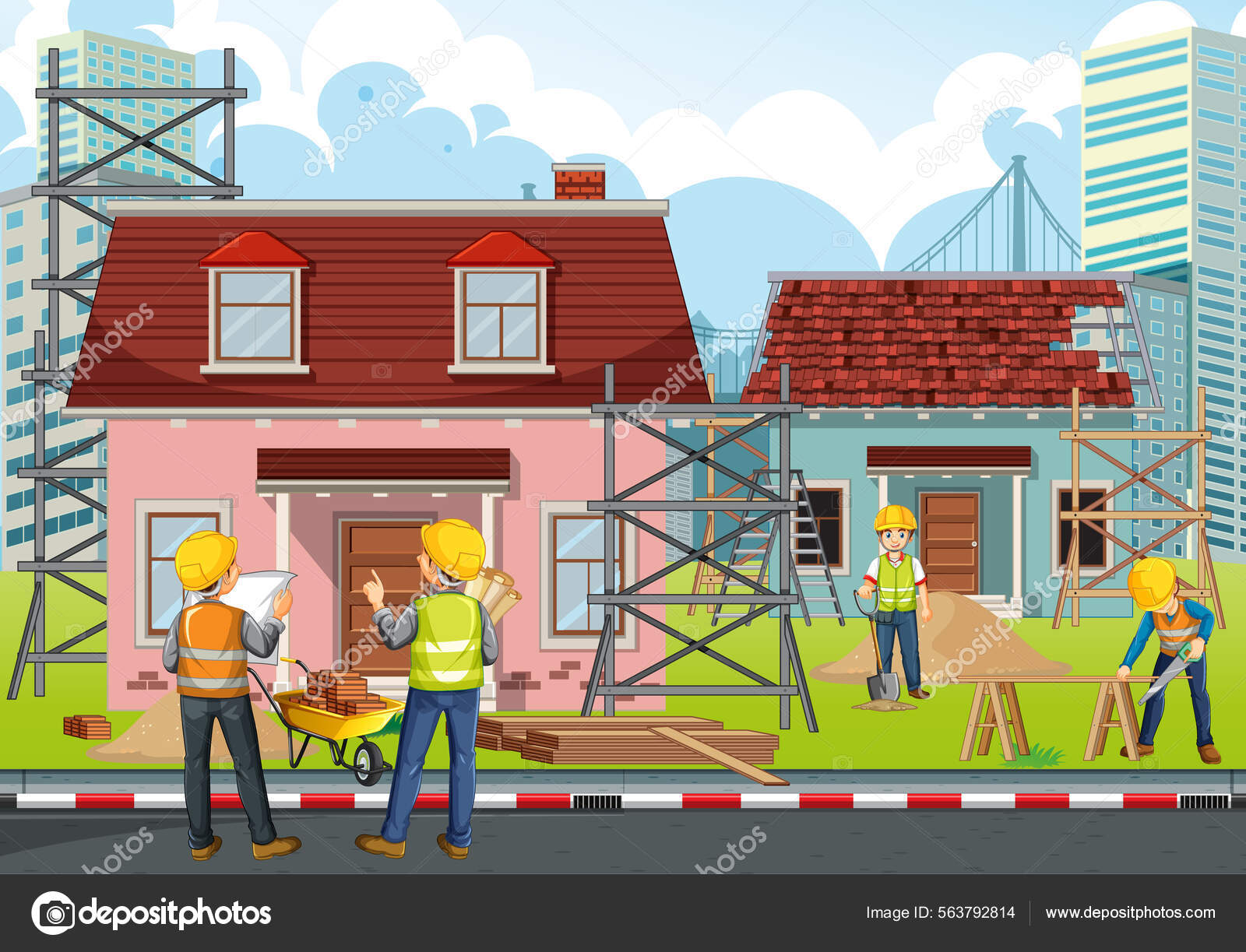 Building Construction Site Background Illustration Stock Illustration ...