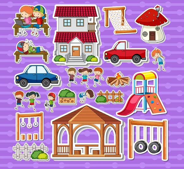 Sticker Pack Playground Objects Illustration Stock Vector by ...