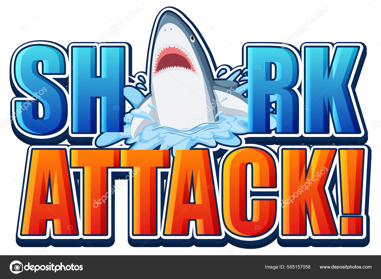 Shark Attack Logo Fuente Con Ilustración Tiburón Agresivo Dibujos ...
