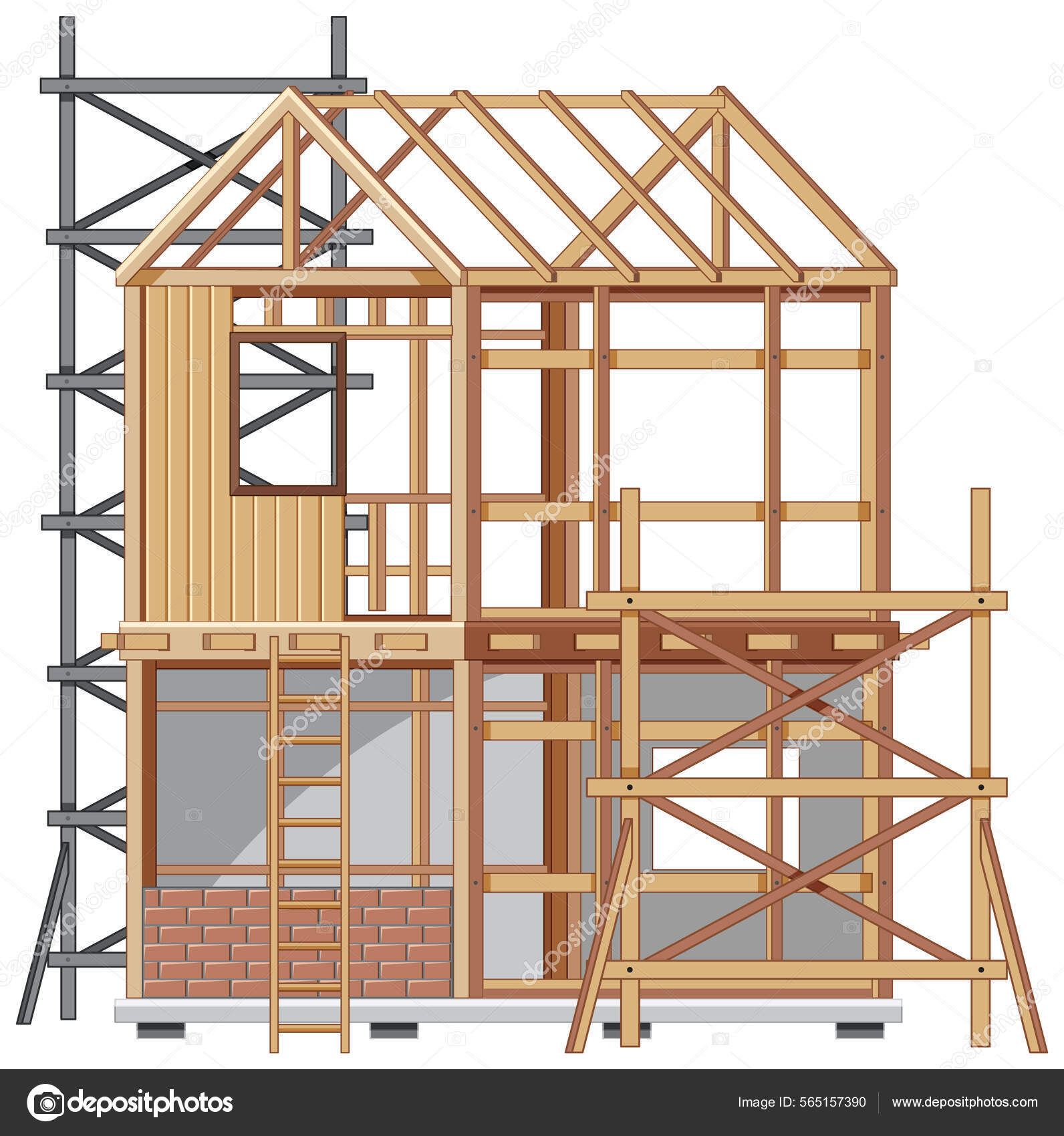 House Construction Site Concept Illustration Stock Vector by ...