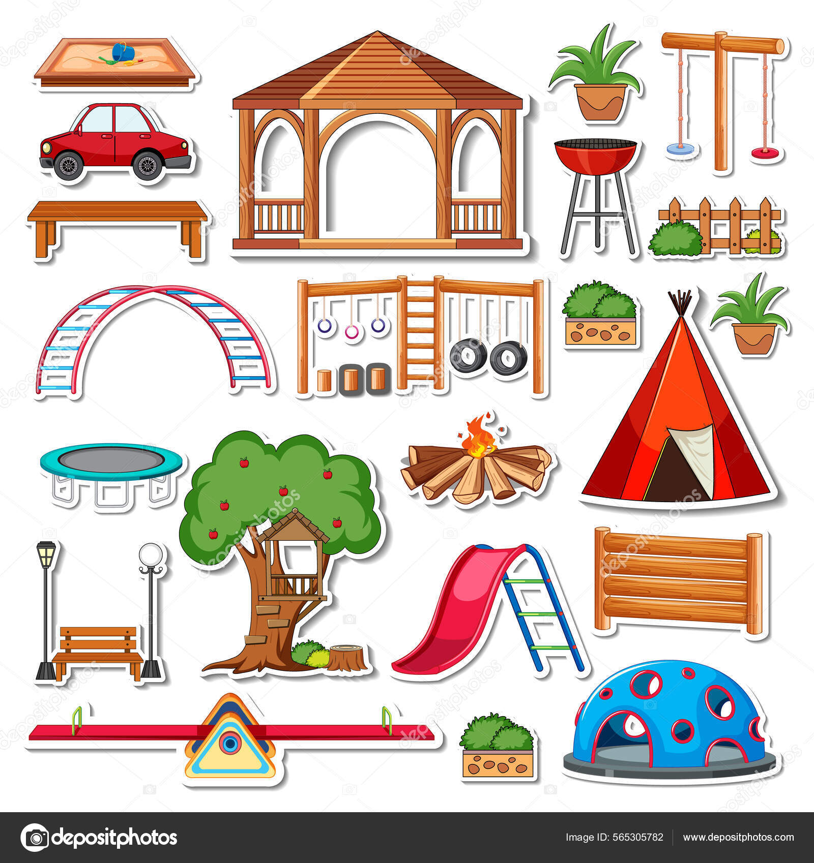 Sticker Pack Playground Objects Illustration Stock Vector by ...