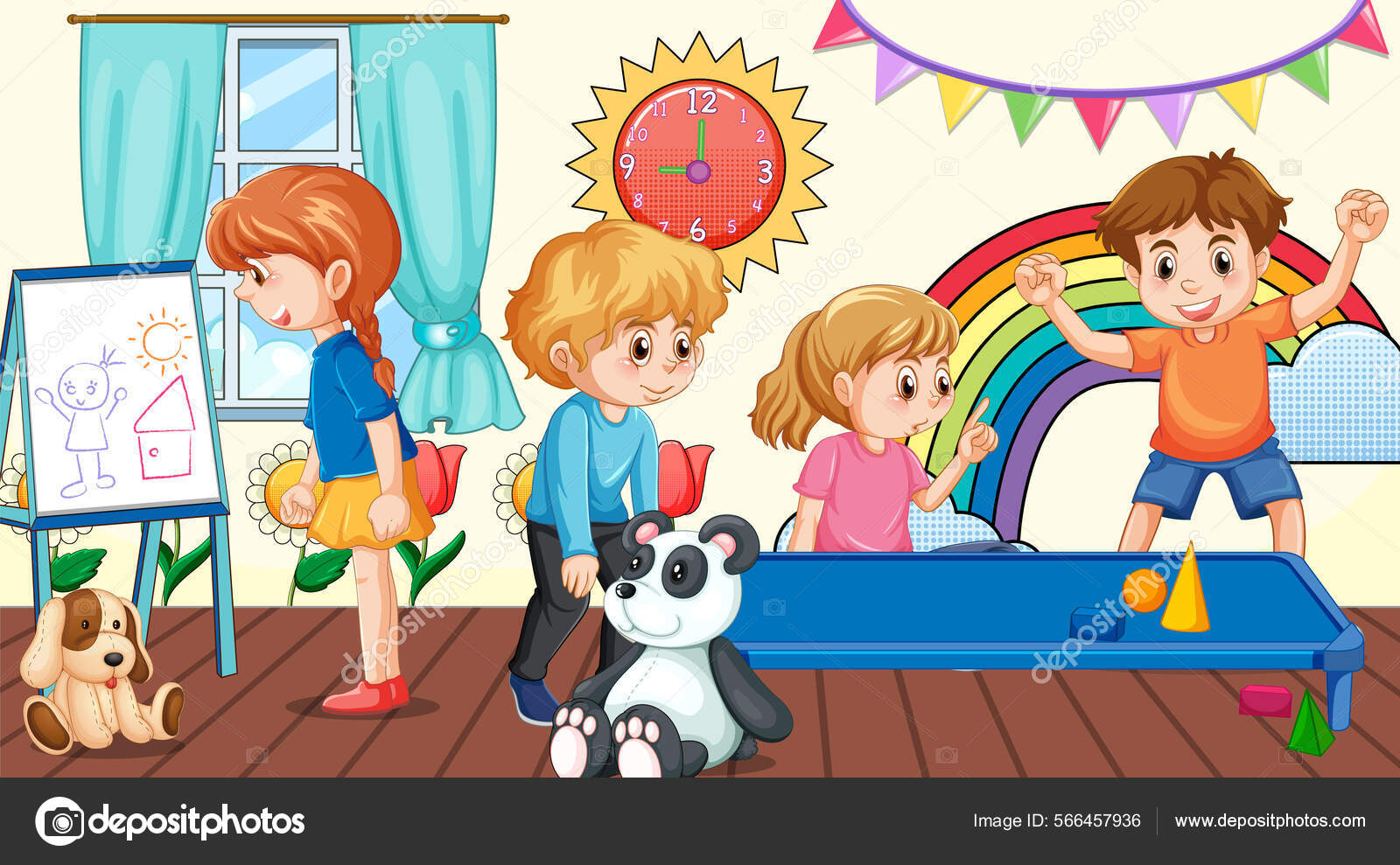 Cartoon Kindergarten Classroom