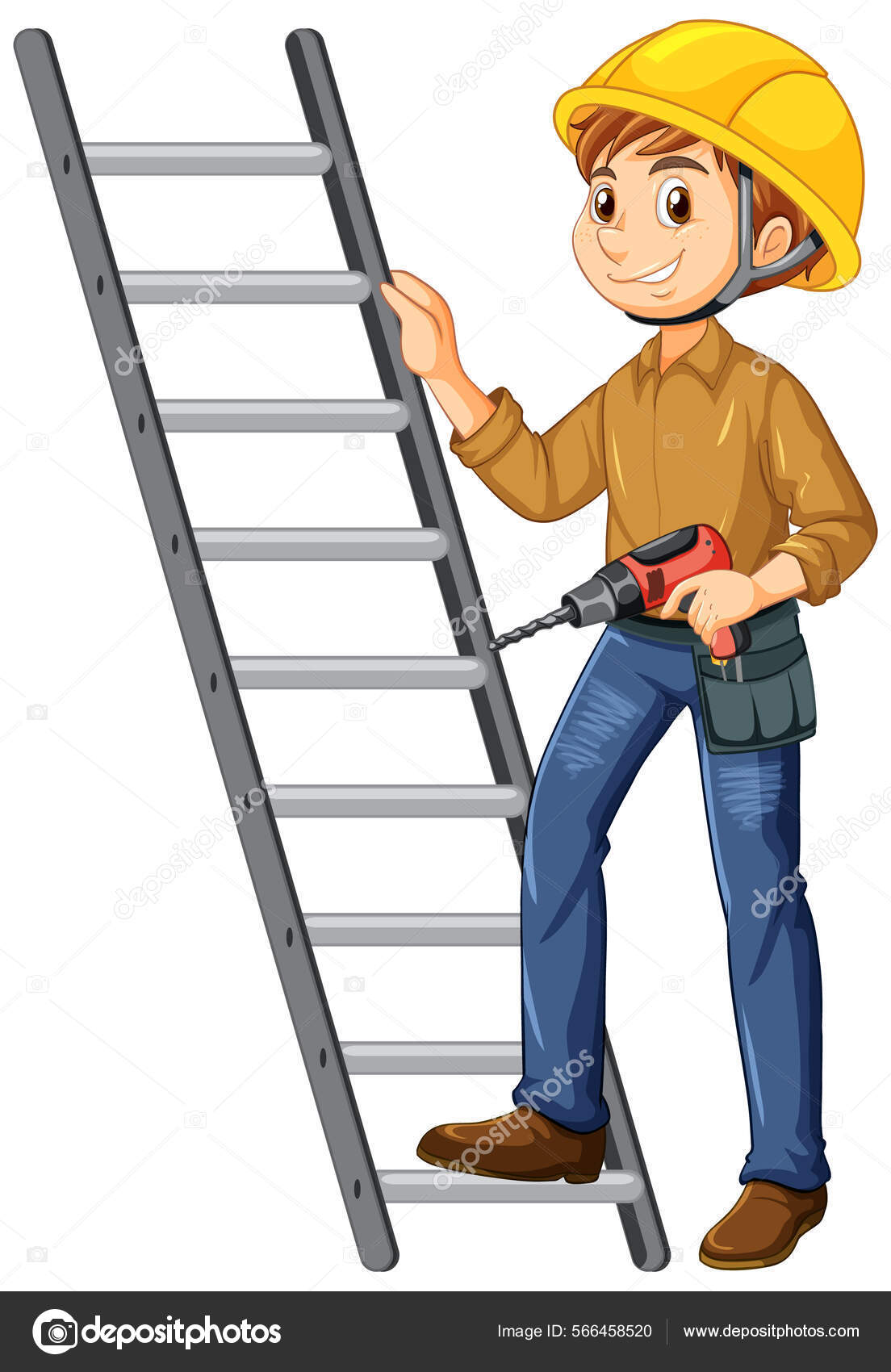 Construction Worker Ladder Illustration Stock Vector by ©interactimages ...