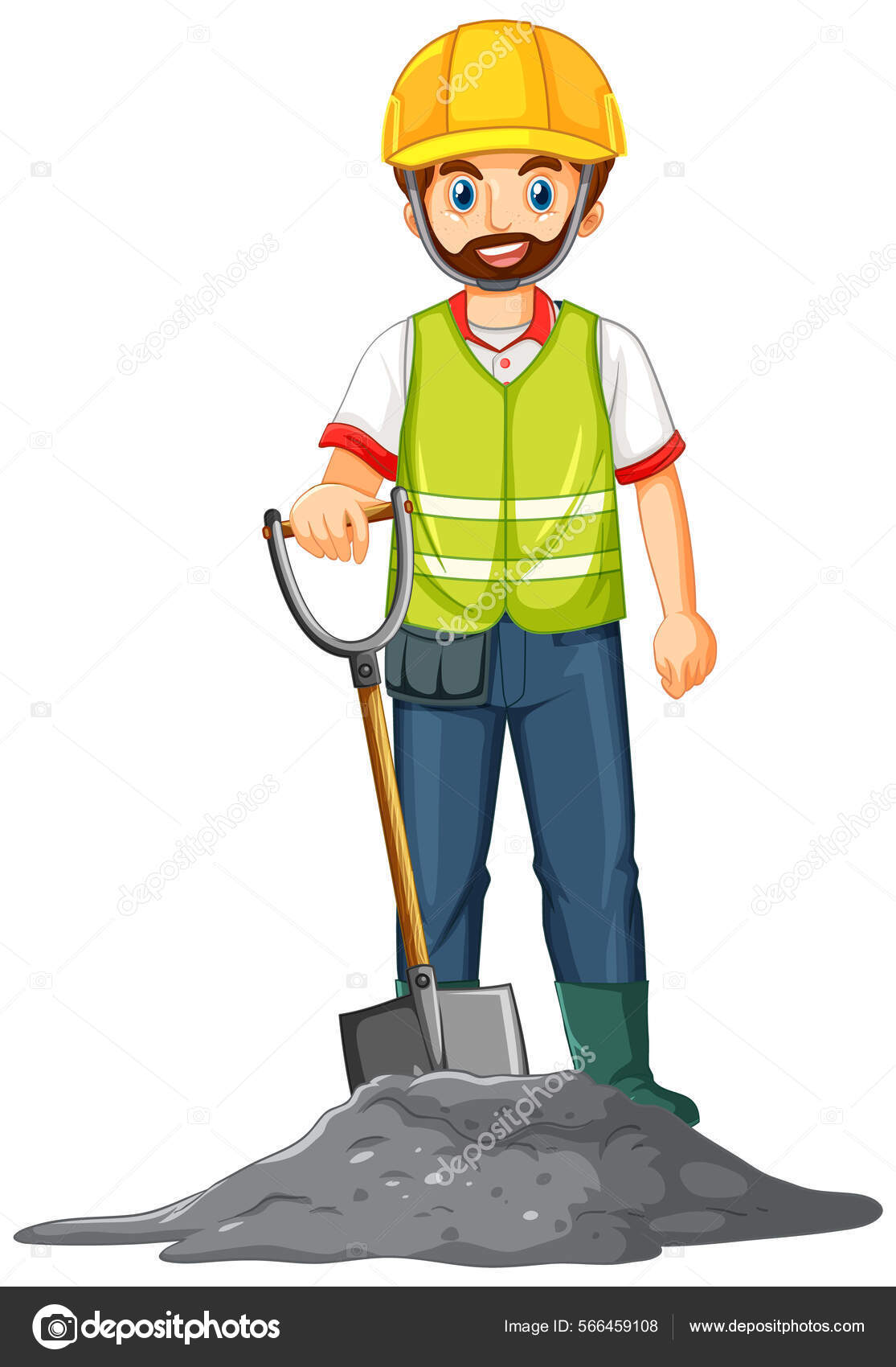 Obrero Construcción Ilustración Personaje Dibujos Animados Stock Vector ...