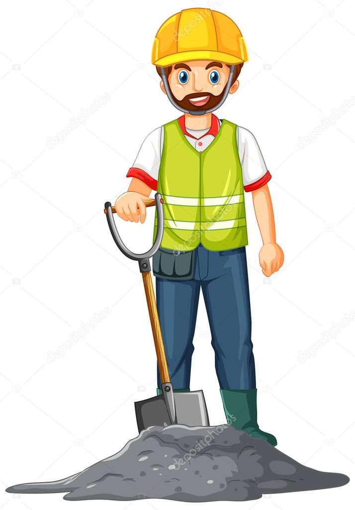 Obrero Construcción Ilustración Personaje Dibujos Animados Stock Vector ...