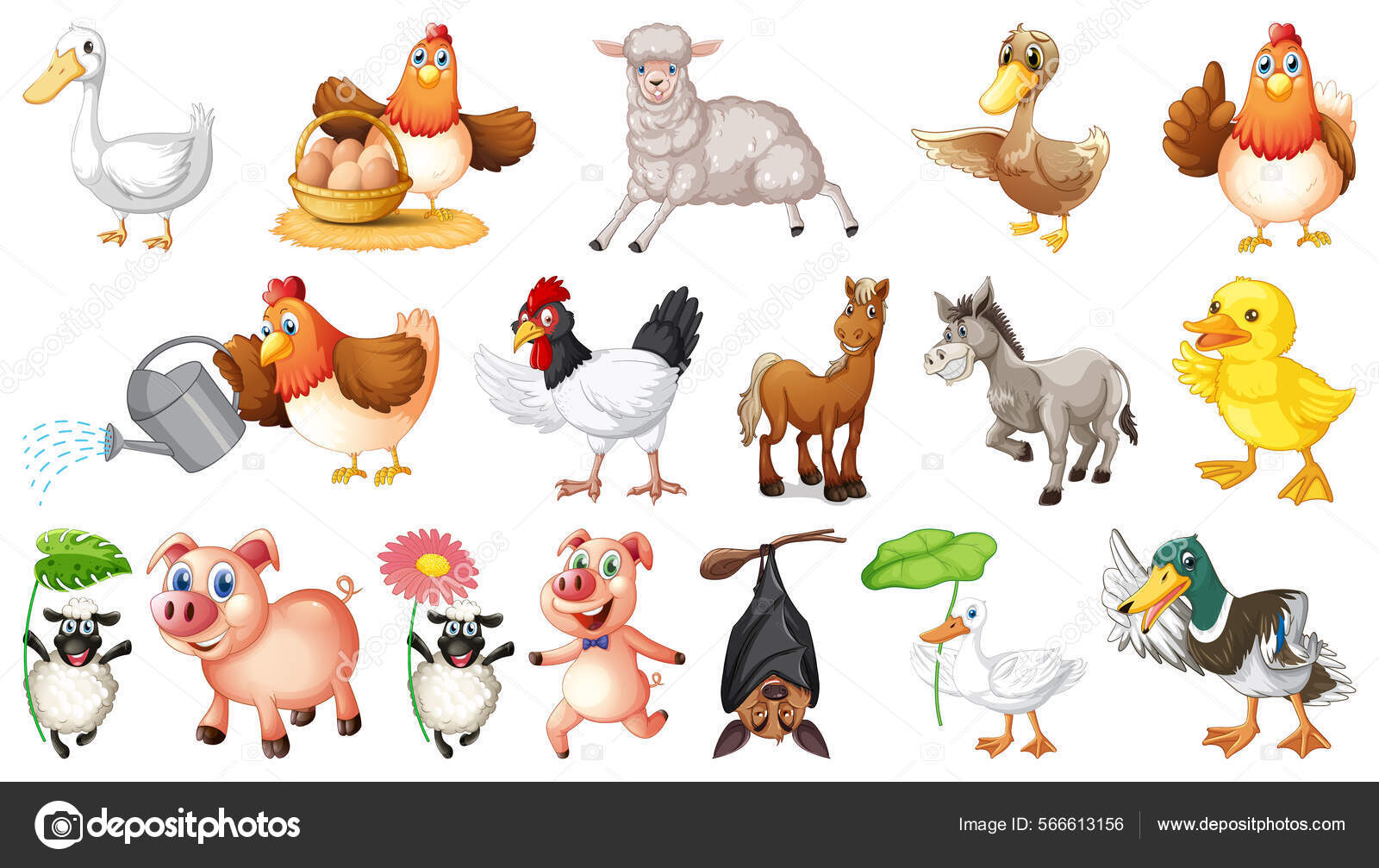 Happy Farm Animals Clipart