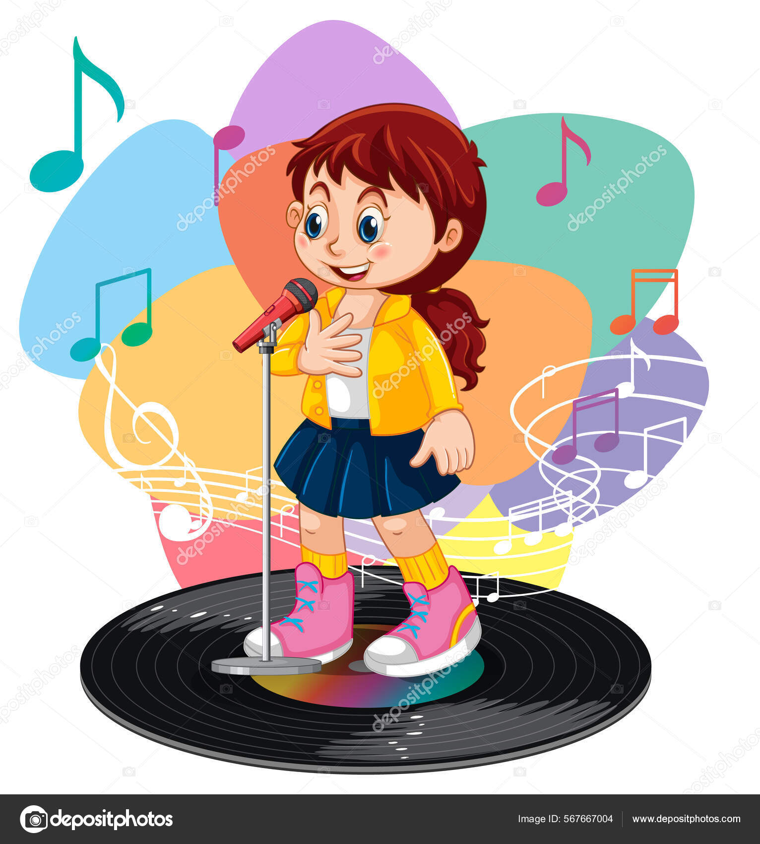 Girl Singer Cartoon How To Draw A Girl Singing With Microphone Step By
