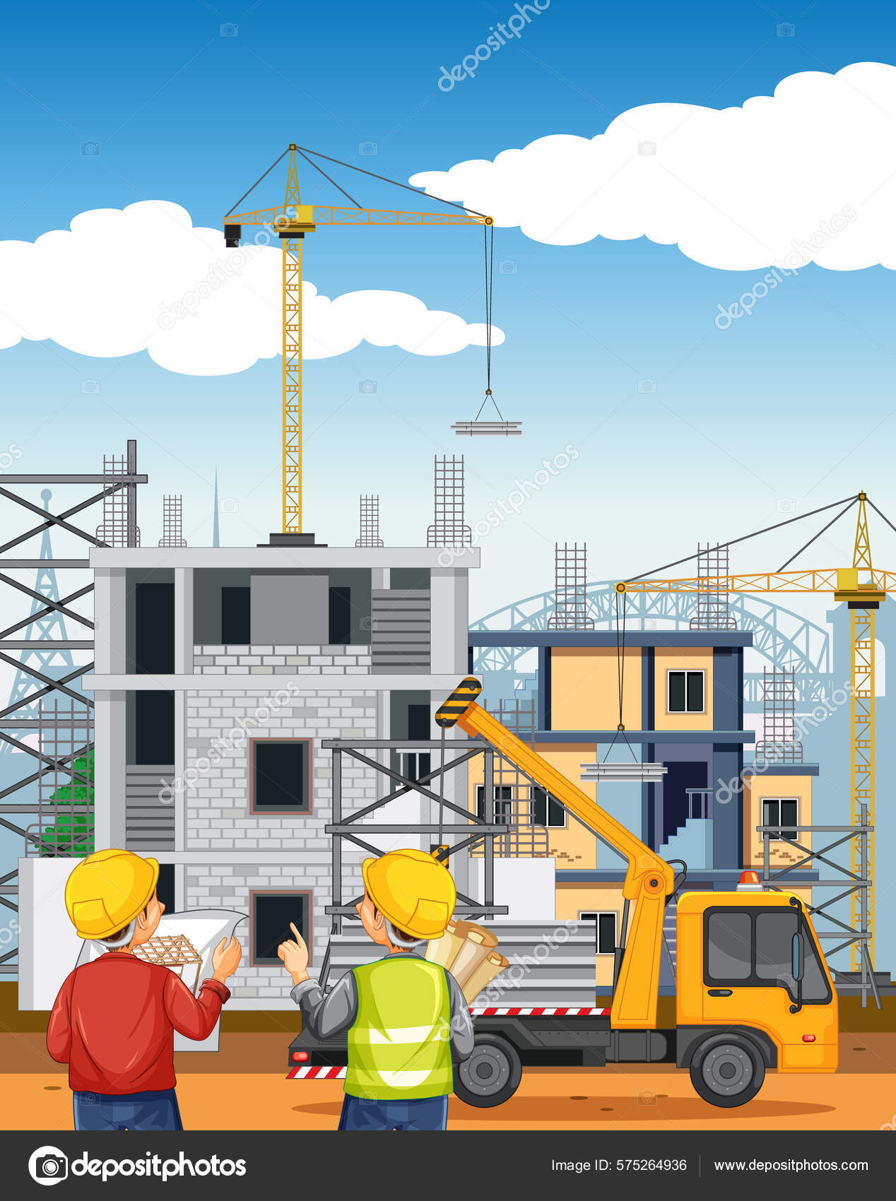 Building Construction Site Background Illustration Stock Vector Image ...