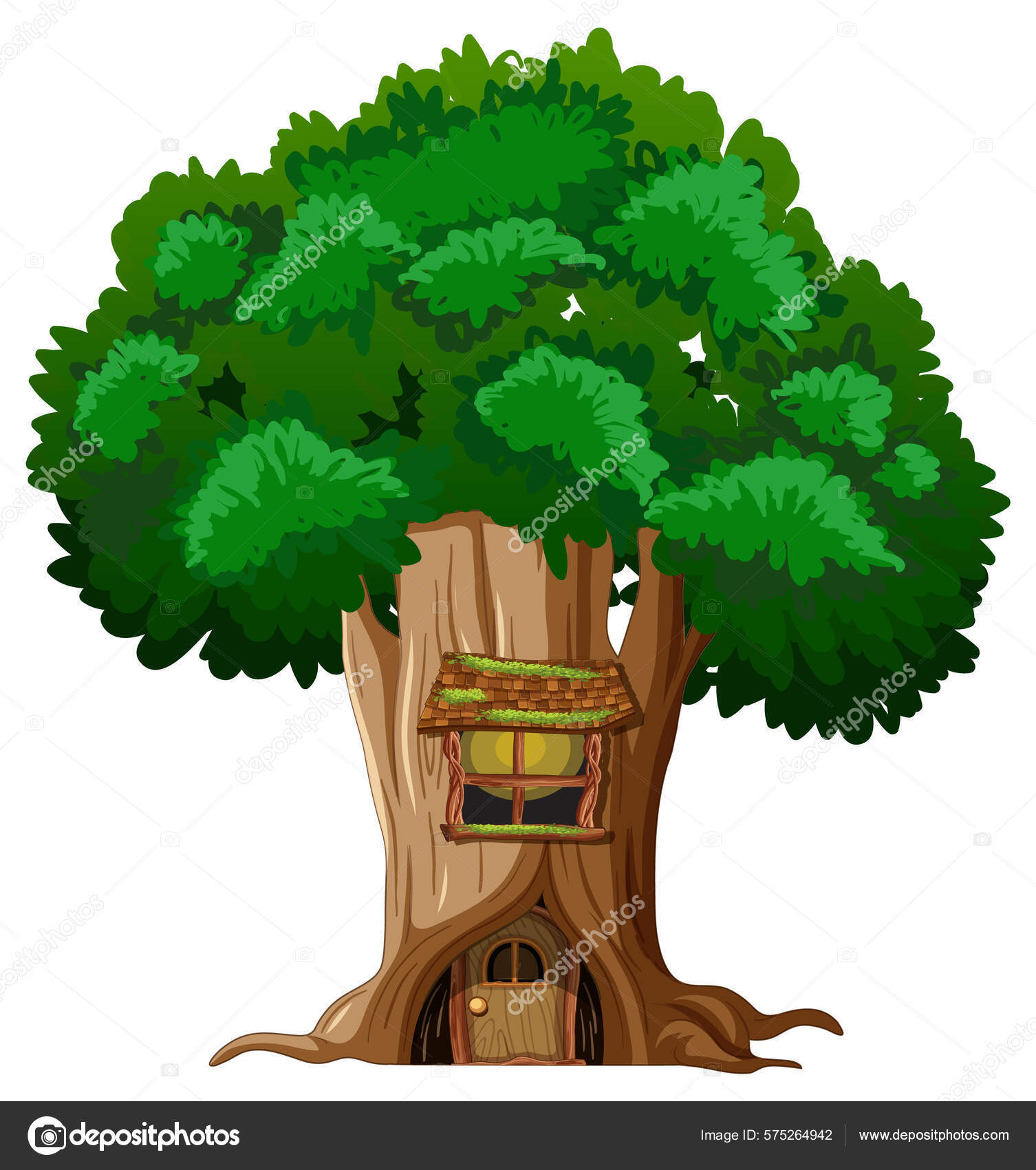 Ilustrasi Kartun Pohon Besar Yang Terisolasi Vektor Stok oleh ...