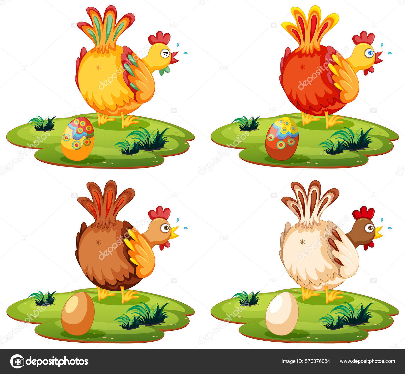 Image vectorielle Mignon Poulet Pondre Oeufs Illustration par ...