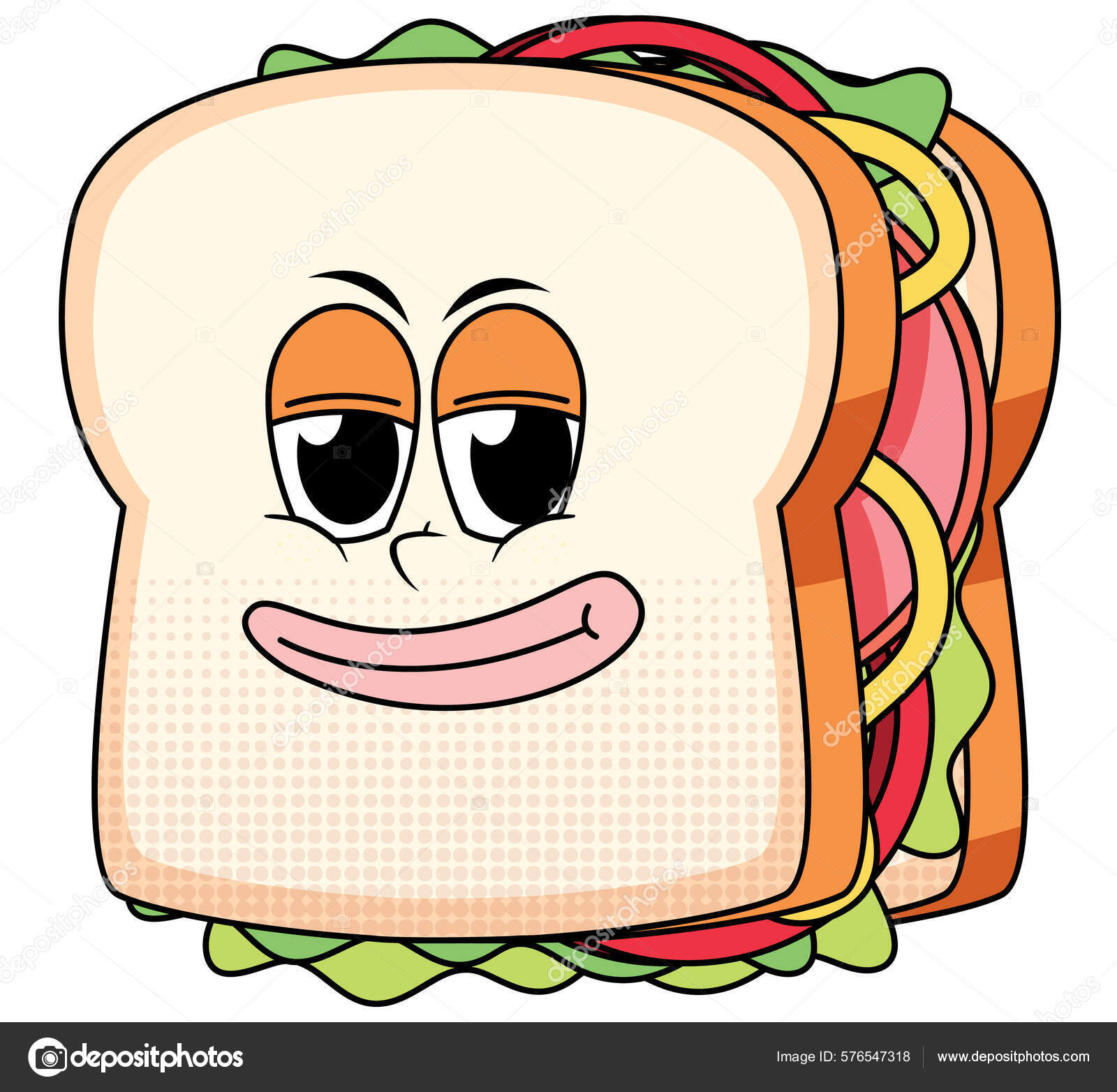 Sandwich Cartoon Character White Background Illustration Stock Vector ...