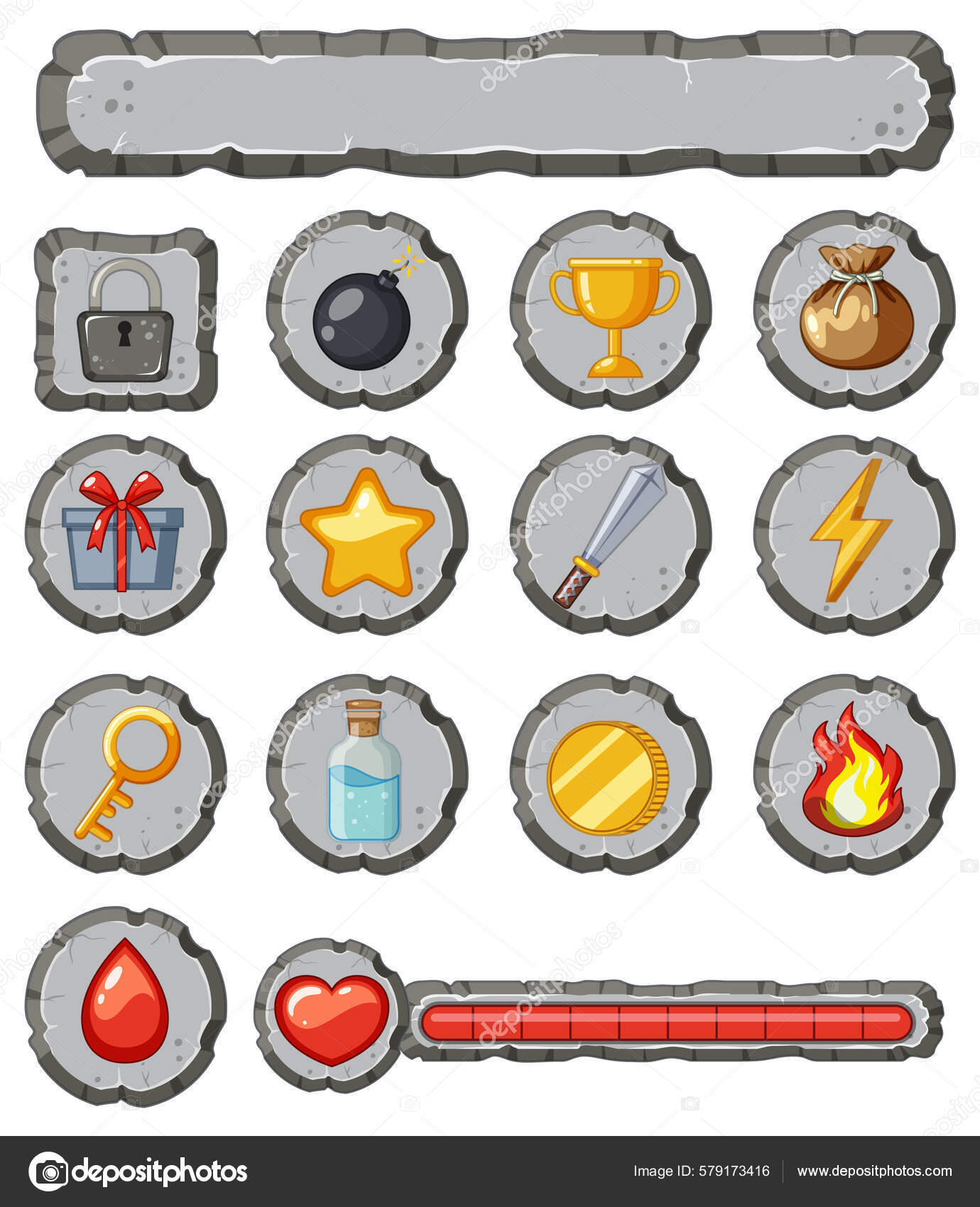 Game Element White Background Template Illustration Stock Vector by ...