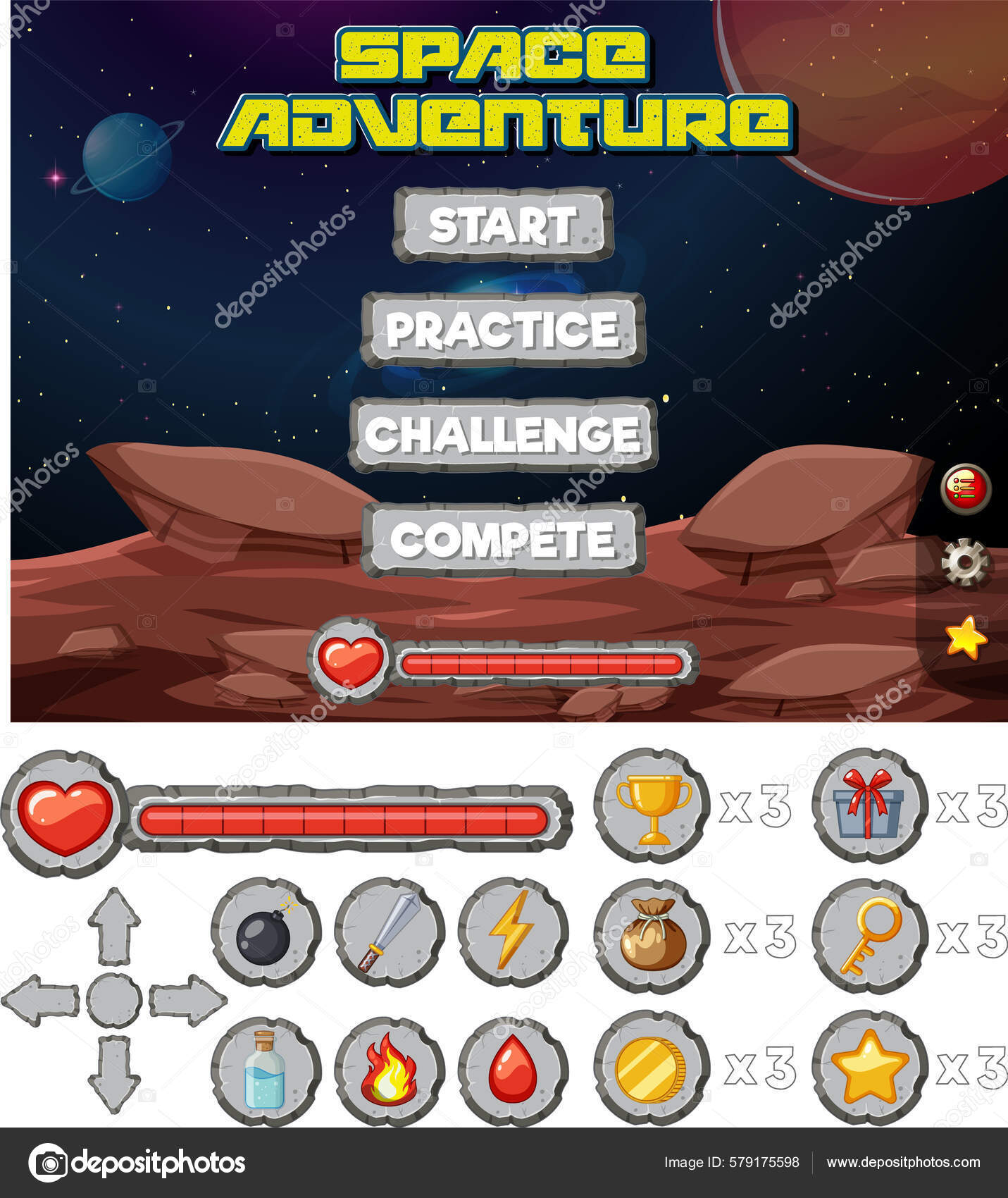 Space Game Background Template Elements Illustration Stock Vector Image ...