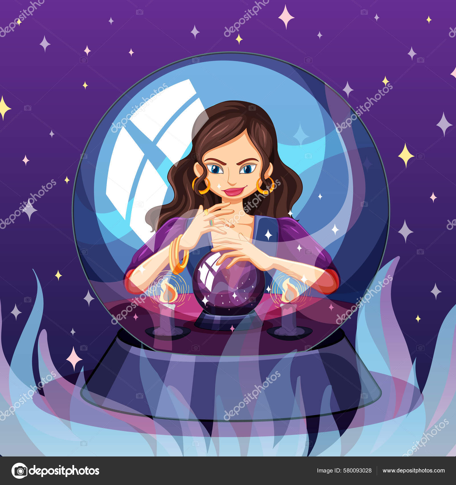 Fortune Teller Crystal Ball Illustration Stock Vector by ©interactimages 580093028