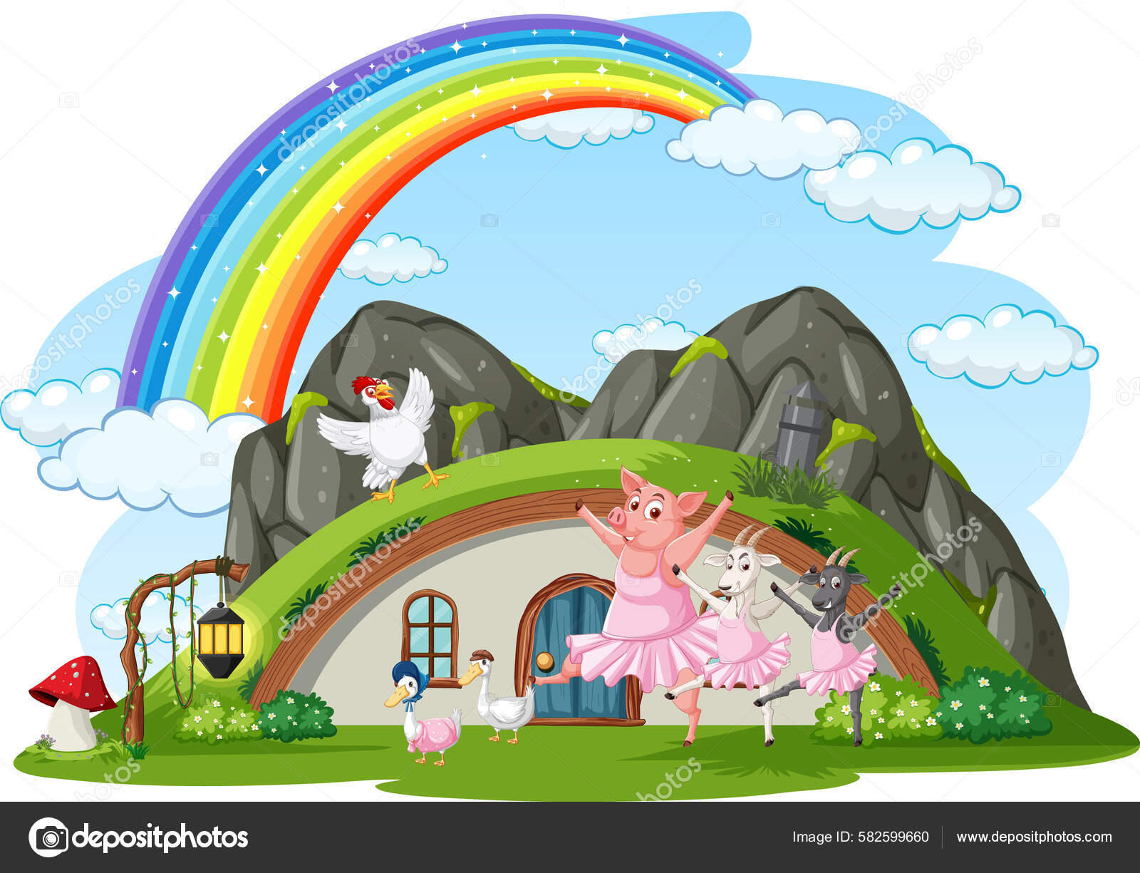 Hobbit Evinde Beyaz Arkaplanda Dans Eden Hayvanlar ©interactimages ...