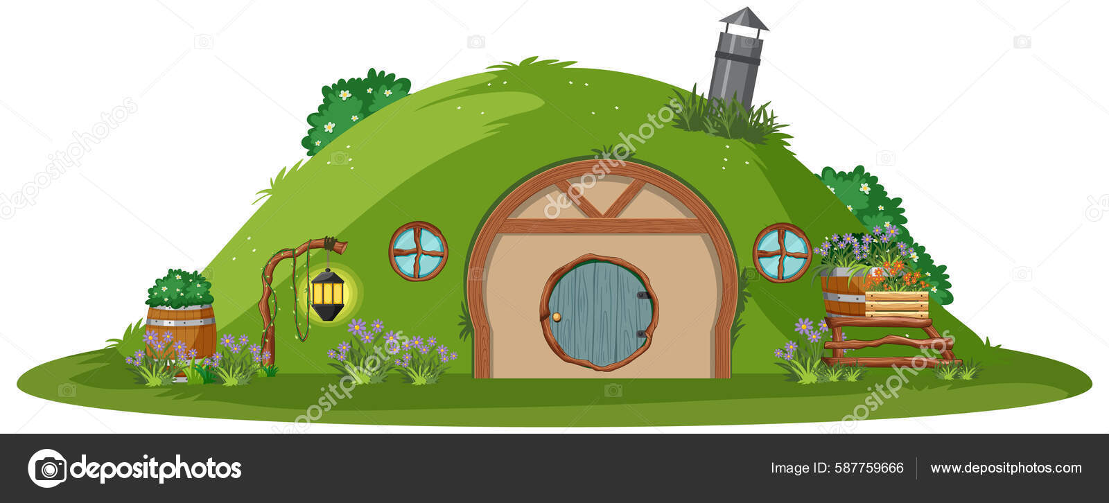 Hobbit House Isolated White Background Illustration Stock Vector by ...