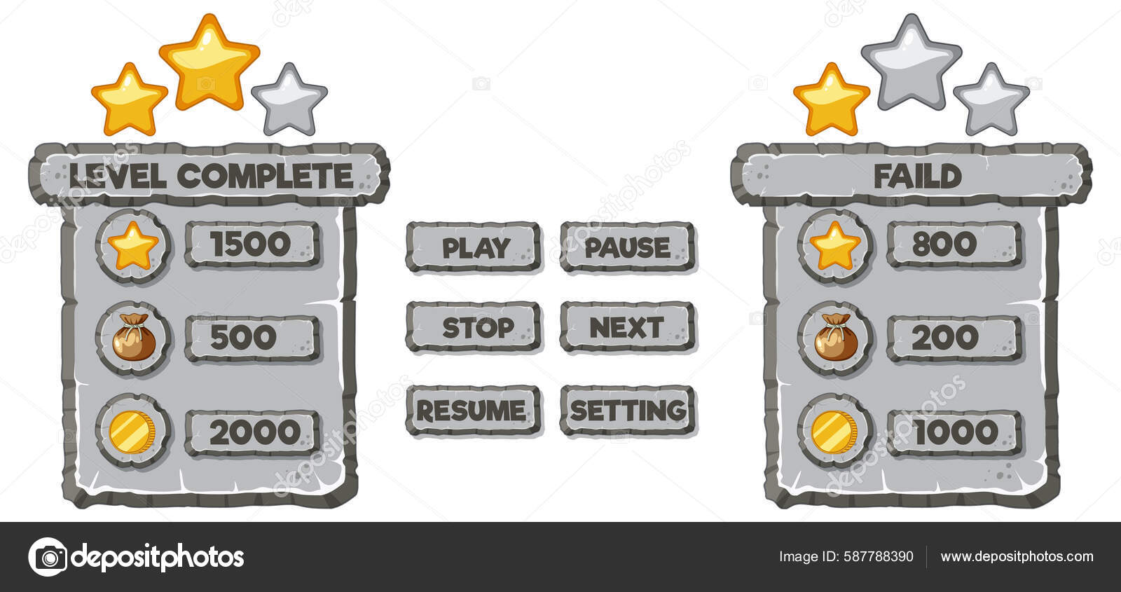 Gambar Set Templat Elemen Permainan Vektor Stok oleh ©interactimages ...