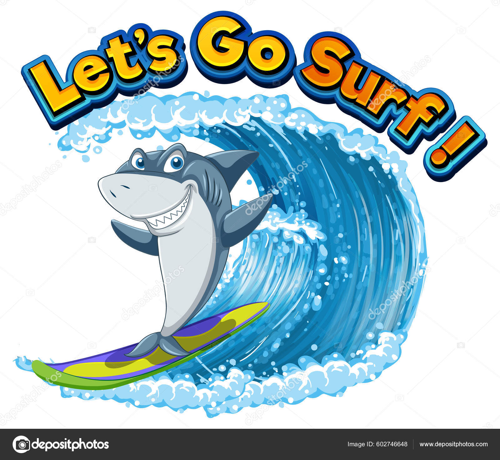 Cartoon Surfing Shark