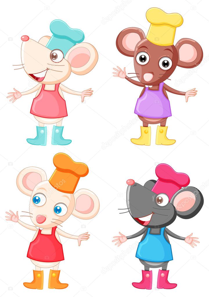 Different Chef Rat Cartoon Character Set Illustration Vector de stock ...