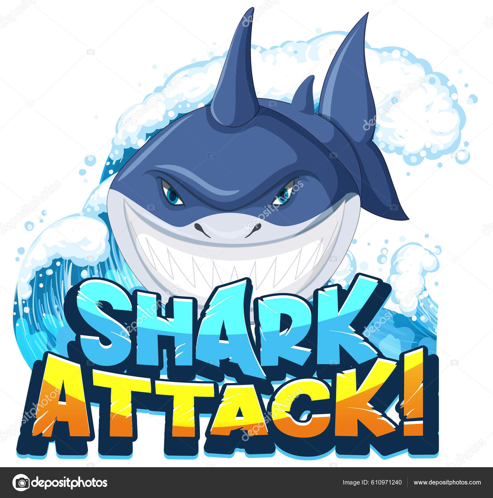 Font Design Words Shark Attack Illustration Stock Vector by ...