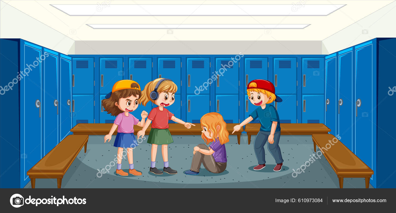School Bullying Student Cartoon Characters Illustration imagem vetorial ...
