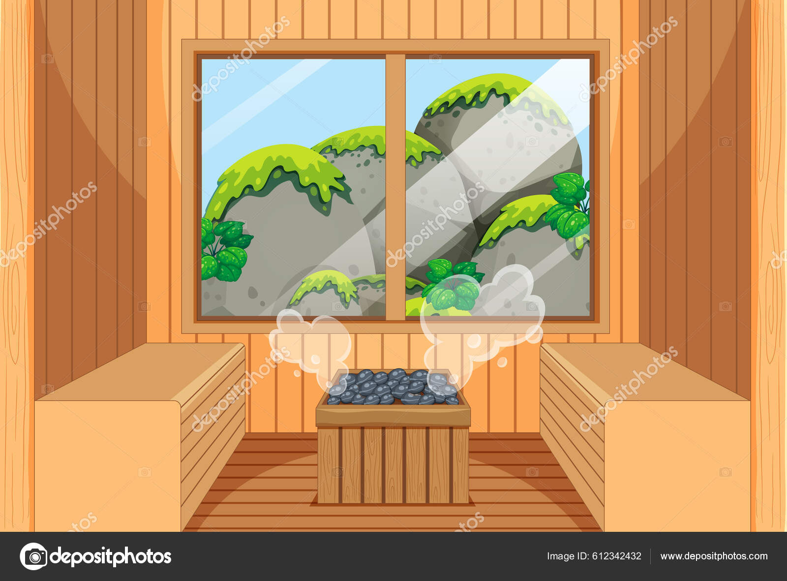 Sauna Room Scene Template Illustration Stock Vector Image by ...