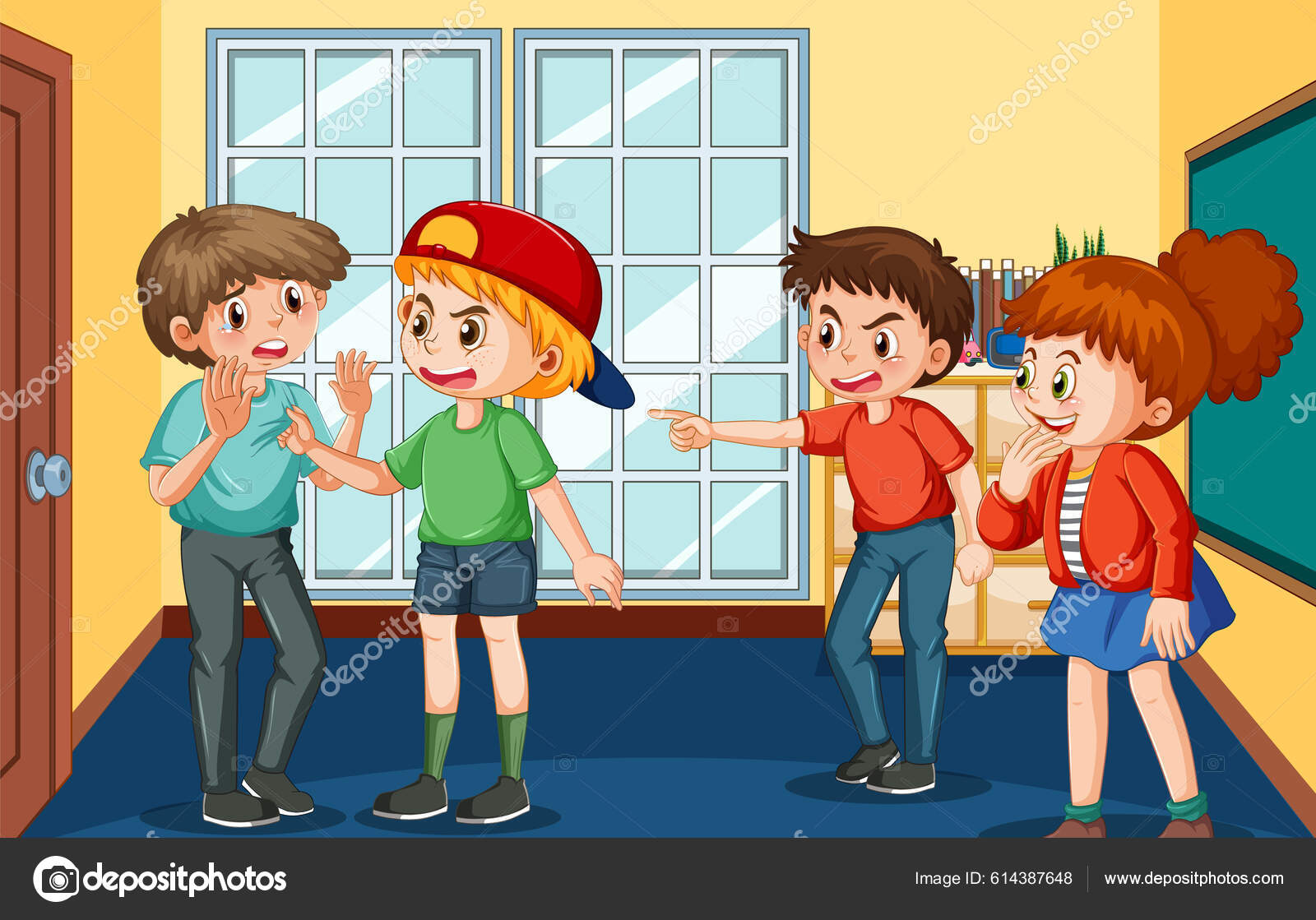 School Bullying Student Cartoon Characters Illustration vector, gráfico ...