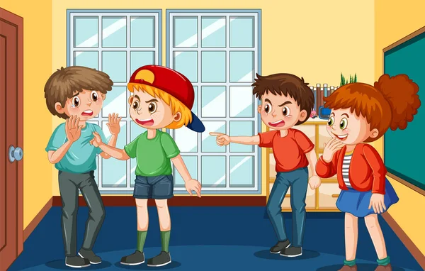 School Bullying Student Cartoon Characters Illustration Vektor Stok ...